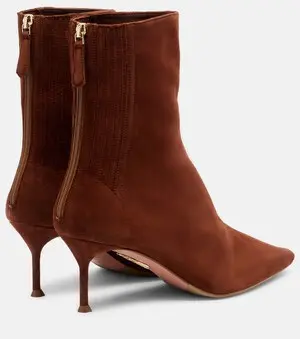 AQUAZZURA Saint Honoré 65 Suede Ankle Boots - Brown