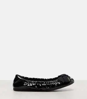 Prada Bow-detail Patent Leather Ballerinas