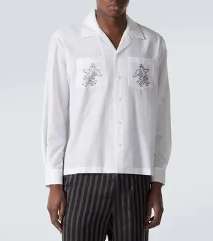 BODE Embroidered Cotton And Silk Shirt