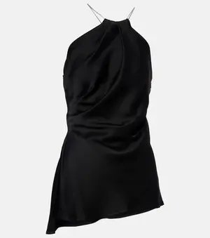 Victoria Beckham Draped Satin Top - Black