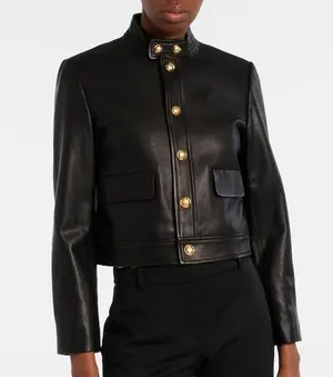 NILI LOTAN Hadley Cropped Leather Jacket