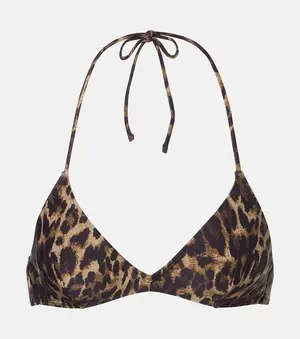 NILI LOTAN Leopard-print Bikini Top - Brown