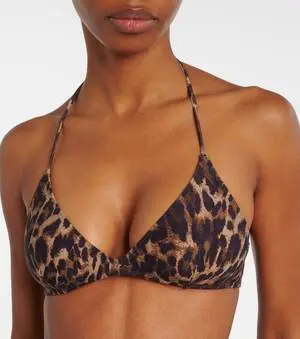 NILI LOTAN Leopard-print Bikini Top