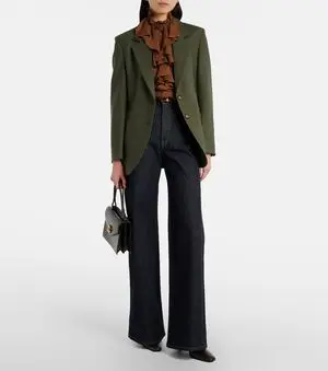 NILI LOTAN Ruffled Silk Blouse - Brown