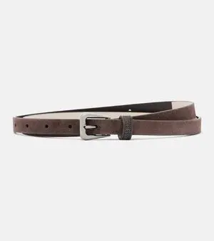 Brunello Cucinelli Monili Suede Belt - Brown
