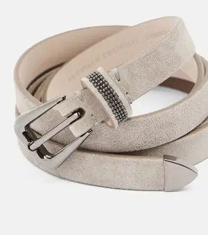 Brunello Cucinelli Monili Suede Belt - Grey