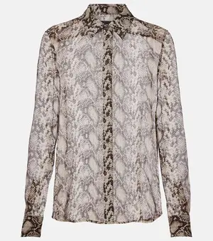 NILI LOTAN Gaia Snake-print Silk Shirt - Brown