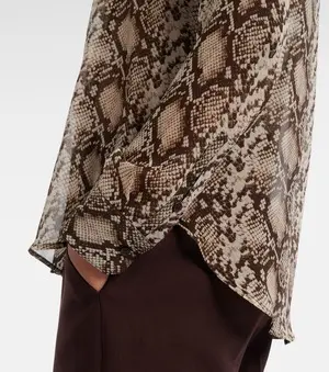 NILI LOTAN Gaia Snake-print Silk Shirt - Brown