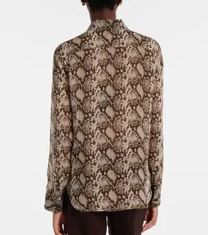 NILI LOTAN Gaia Snake-print Silk Shirt - Brown