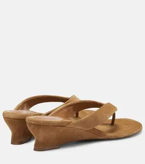 Le Monde Beryl Micro Wedge 40 Suede Thong Sandals - Beige