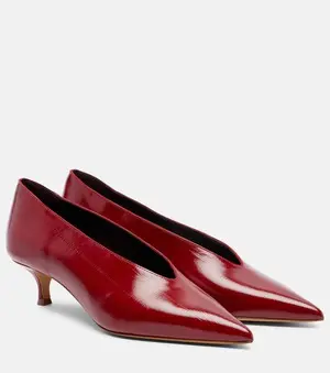 Le Monde Beryl Babouche Leather Pumps - Red