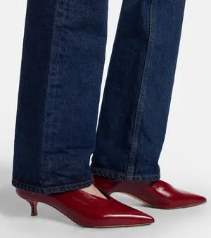 Le Monde Beryl Babouche Leather Pumps - Red