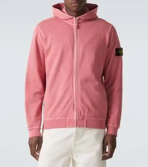 Stone Island Compass Cotton Zip-up Hoodie - Pink