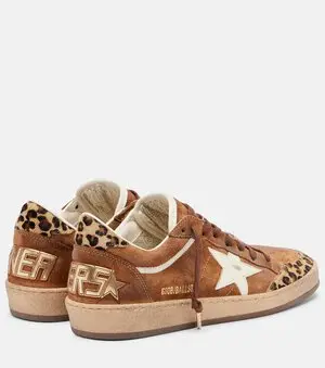 GOLDEN GOOSE Ball Star Calf Hair-trimmed Suede Sneakers