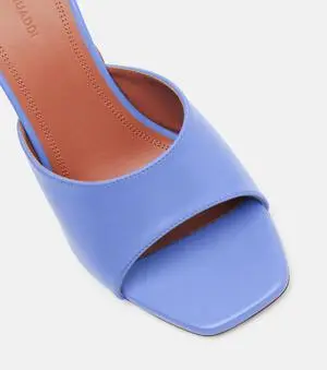 Amina Muaddi Lupita 95 Leather Mules - Blue