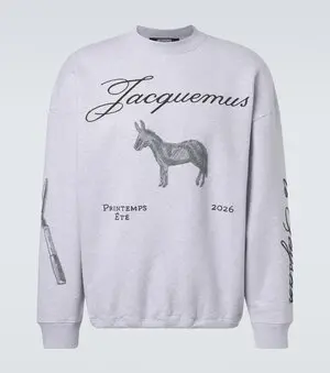 Jacquemus J Embroidered Cotton Fleece Sweatshirt