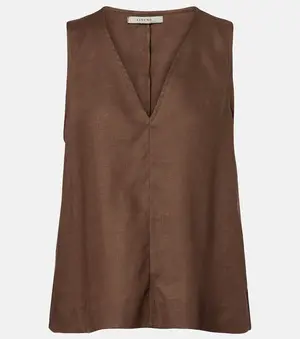 Asceno Linen Top - Brown
