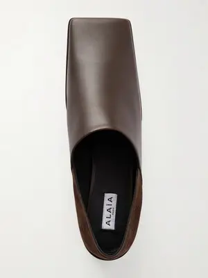 Alaïa Leather And Nubuck Loafers - Brown