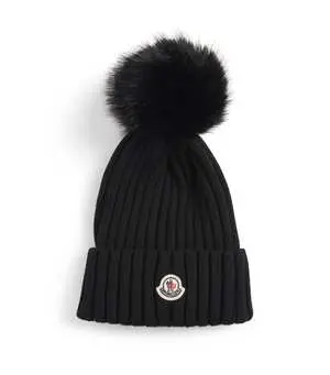 Moncler Virgin Wool Pom-pom Beanie - Black