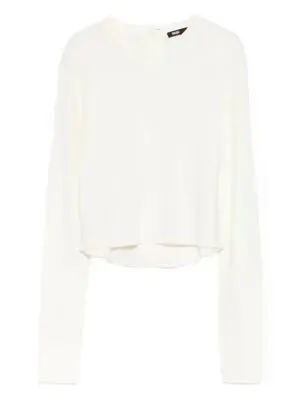 Maje Ribbed Sweater With Bow Detail - Neutrals