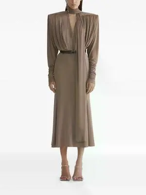 MUGLER Draped Long-sleeve Dress