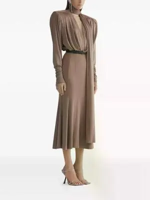 MUGLER Draped Long-sleeve Dress