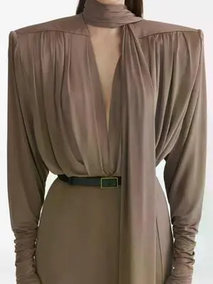 MUGLER Draped Long-sleeve Dress