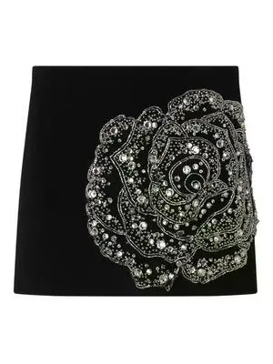 Pinko Rose-embellished Mini Skirt - Black