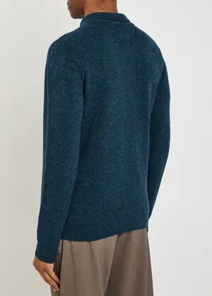 Sunspel Melange Wool Polo Jumper