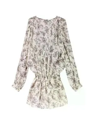 GOLDEN GOOSE Printed Cotton Mini-dress - Neutrals