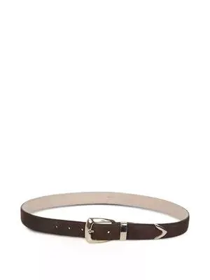 Khaite Gold Buckle Calfskin Belt - Brown