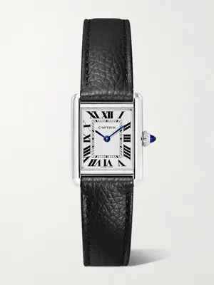 Cartier Tank Must De 29.5mm Stainless Steel And Leather Watch - Silver