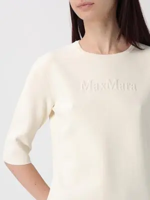 Max Mara Ribbed Pullover With Logo - Ivory