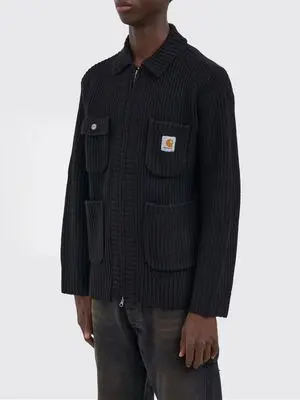 Carhartt Work In Progress Zip Up Sweater With Collared Neck - Black