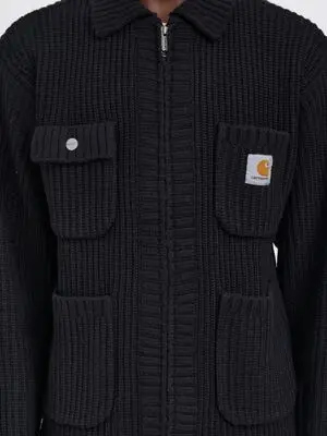 Carhartt Work In Progress Zip Up Sweater With Collared Neck - Black