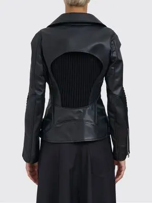 Junya Watanabe Leather Biker Jacket With Ribbed Accents