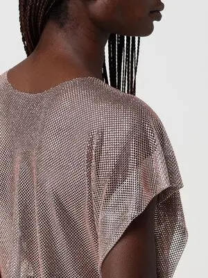 Alberta Ferretti Embellished Mesh Top - Blush Pink
