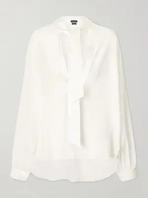 TOM FORD Pussy-bow De Chine Blouse - Off-white