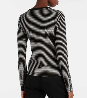 NILI LOTAN Simone Striped Cotton Jersey T-shirt