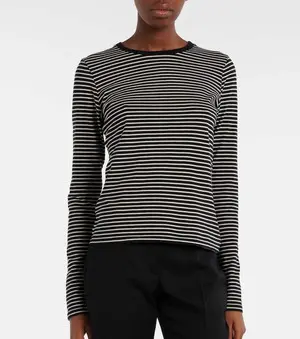 NILI LOTAN Simone Striped Cotton Jersey T-shirt