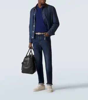 Brunello Cucinelli Ribbed-knit Cotton Polo Shirt