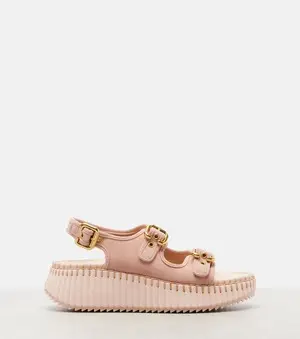 Chloé Nama Suede Platform Sandals - Pink