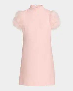 Valentino Garavani Feather-sleeve Mini Dress - Rose