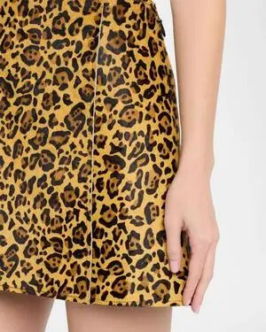 Tanya Taylor Celine Leopard-print Calf Hair Mini Skirt - Brown Mult