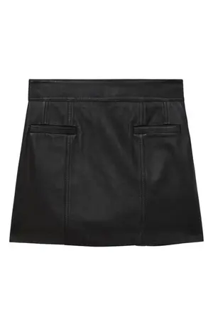 REISS Seema Leather Mini Skirt