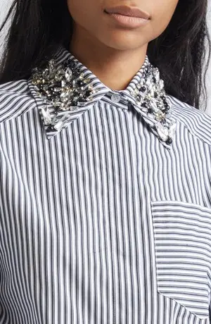 Sportmax Quagga Stripe Embellished Button-up Shirt
