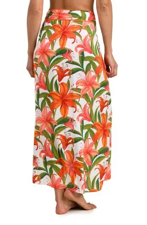 La Blanca Jungle Blossoms Rickrack Trim Cover-up Wrap Skirt