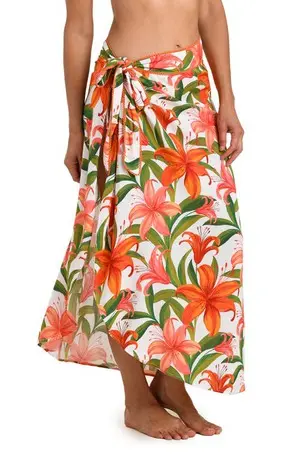La Blanca Jungle Blossoms Rickrack Trim Cover-up Wrap Skirt