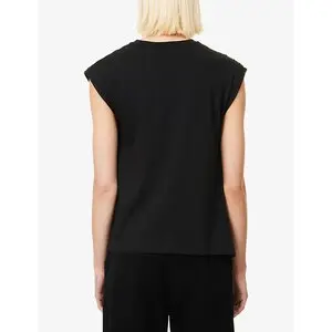 Vince Relaxed Sleeveless Cotton-jersey Top - Black