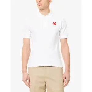 Play Comme Des Garcon Heart-appliqué Cotton Polo Shirt - White
